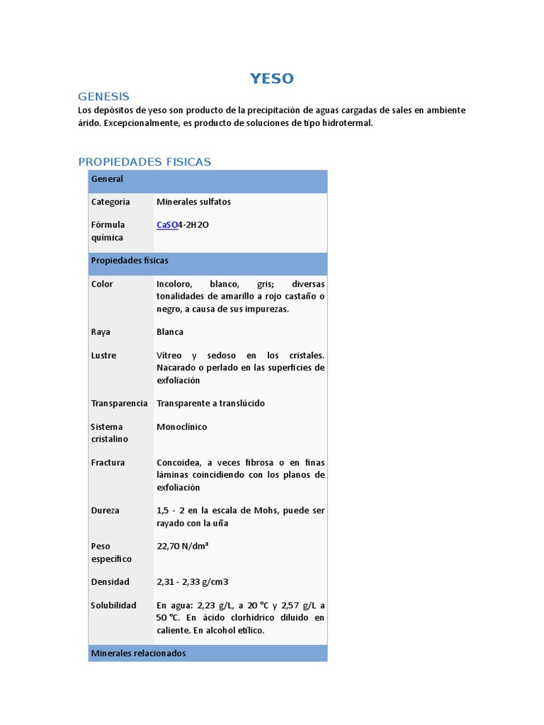 Propiedades y Usos del Yeso en Perú | PDF | Yeso | sal