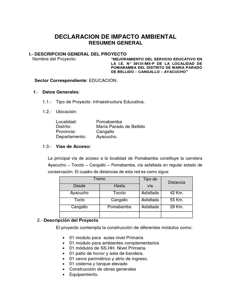 Declaracion Impacto Ambiental PDF | PDF | Fundación (Ingeniería) | Red ...