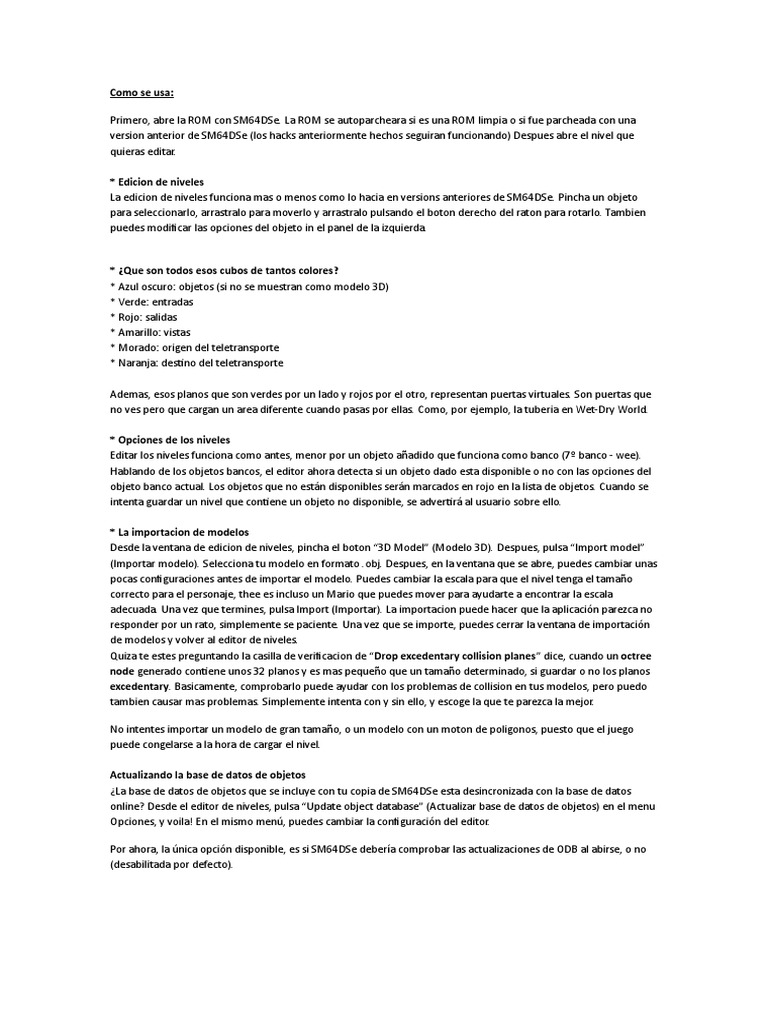 SM64DS Editor Manual - Español | PDF | Informática | Informática y ...