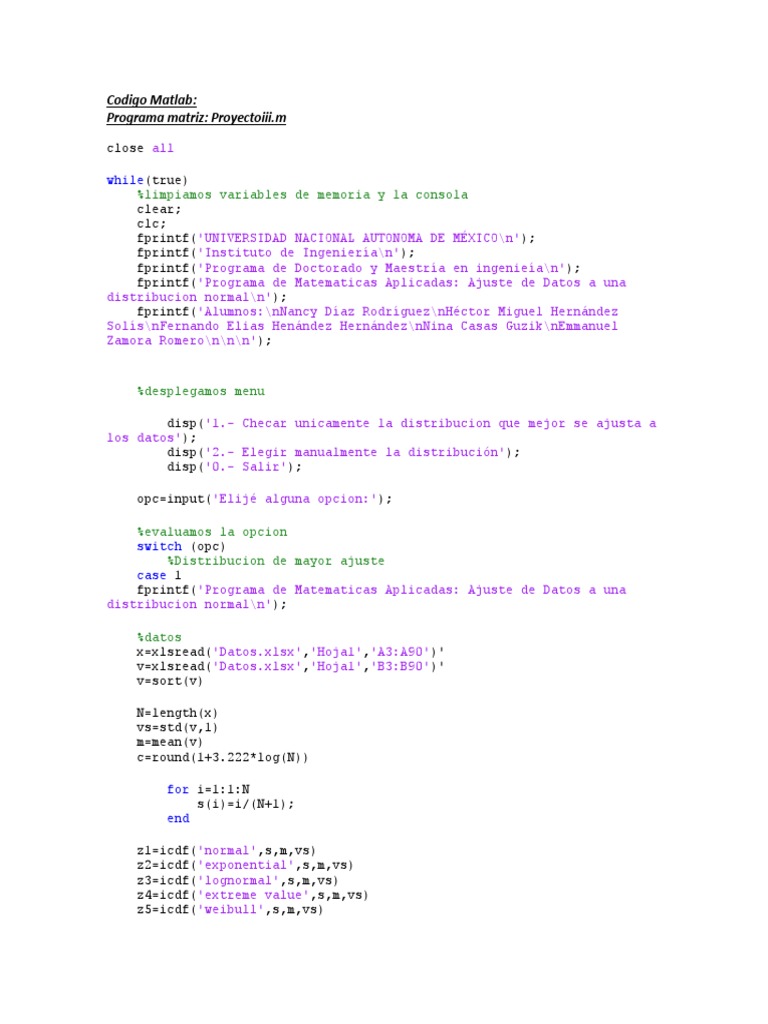Codigo Matlab | Distribución de probabilidad | Modelo conceptual