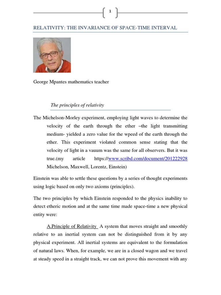 The Invariance of Spacetime Interval | PDF | Special Relativity ...