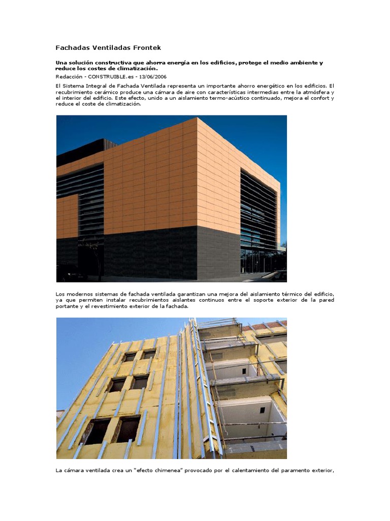Fachadas Ventiladas Frontek: Eficiencia Energética | PDF | Hvac ...