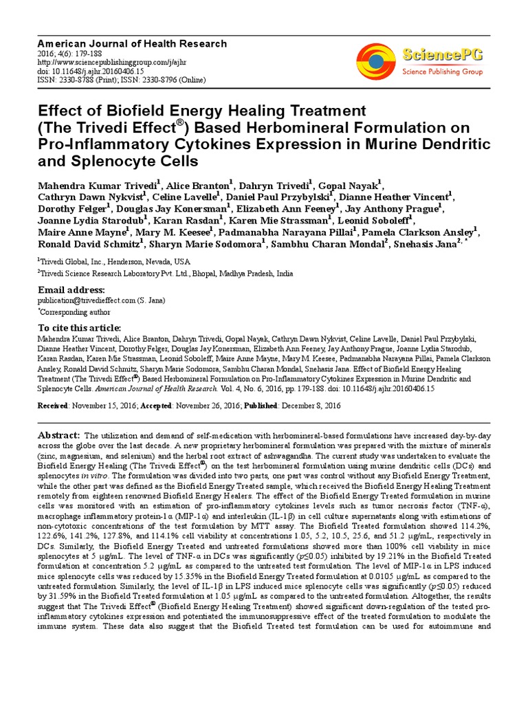 Trivedi Effect - Effect of Biofield Energy Healing Treatment (The ...