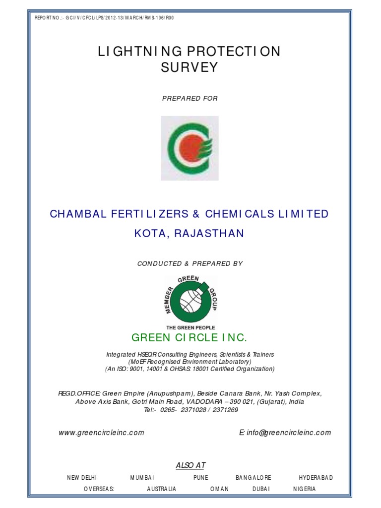 FINAL Report of Lightning Protection Survey | PDF | Lightning | Cloud