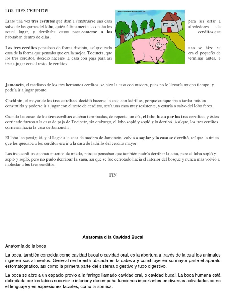 Los Tres Cerditos | PDF | Boca | Zoología
