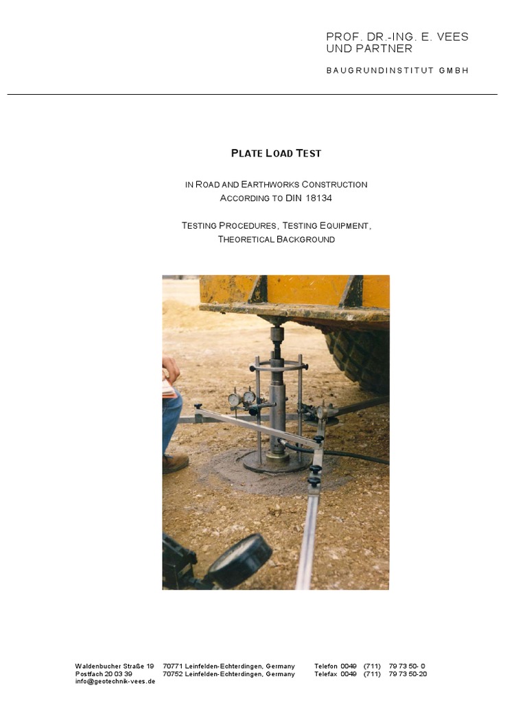 Plate Load Test Procedures per DIN 18134 | PDF | Young's Modulus ...