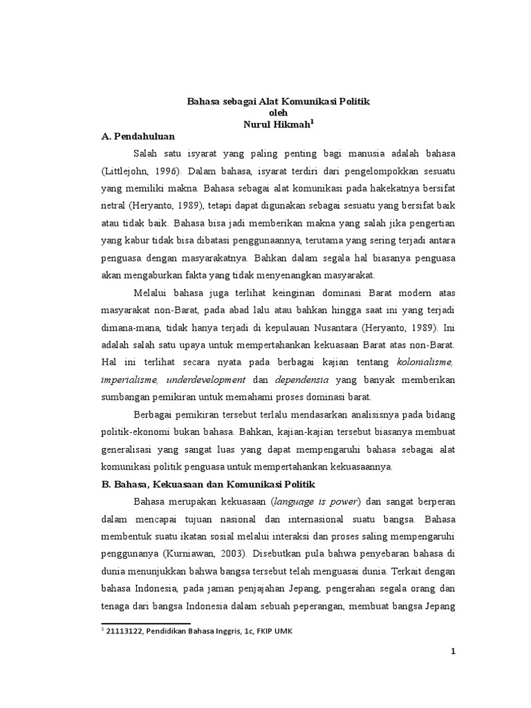 Bahasa dan Kekuasaan dalam Politik | PDF