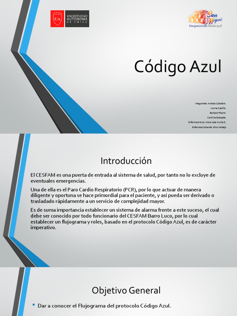 Protocolo Código Azul en CESFAM | PDF | Enfermería | Medicina CLINICA