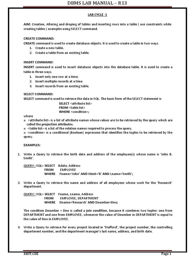 Dbms Lab Cycle 12 Pdf Databases Scientific Modeling 