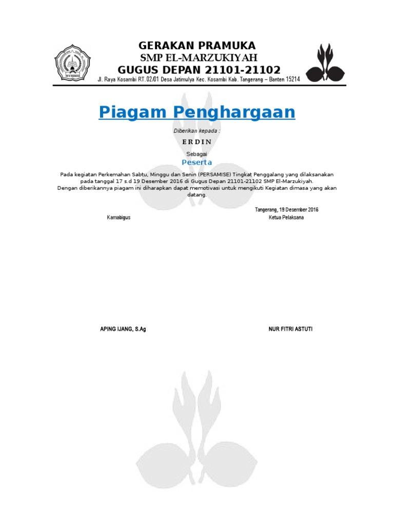 Piagam Pramuka | PDF