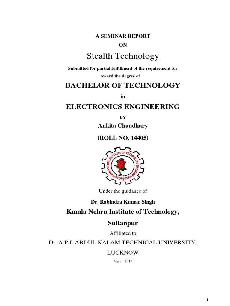 Seminar Report On Stealth Technology | PDF | Radar | Aircraft