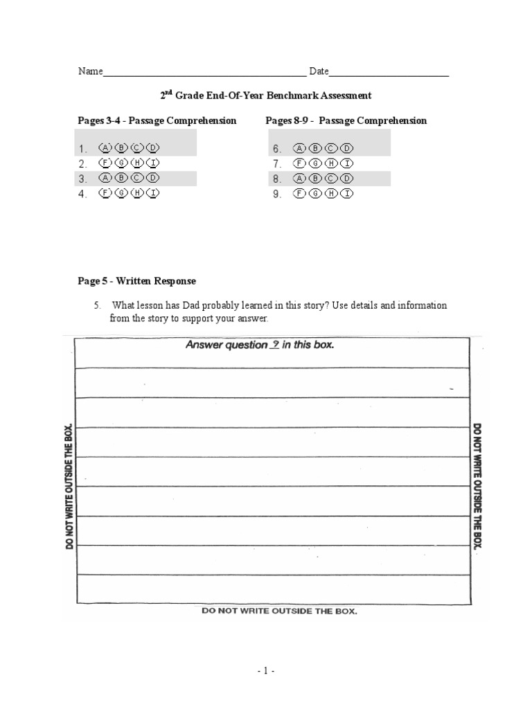 2nd Grade End-of-Year Assessment | PDF | Reading Comprehension | Learning