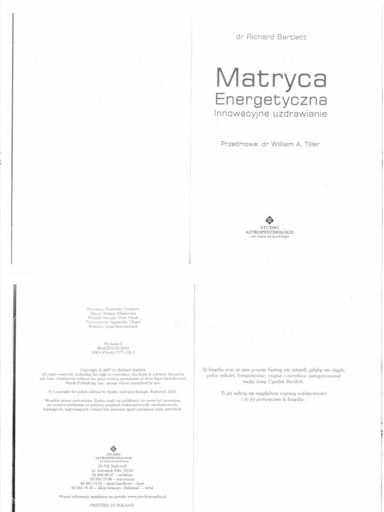 MATRYCA ENERGETYCZNA - INNOWACYJNE UZDRAWIANIE - Richard Bartlett PDF | PDF