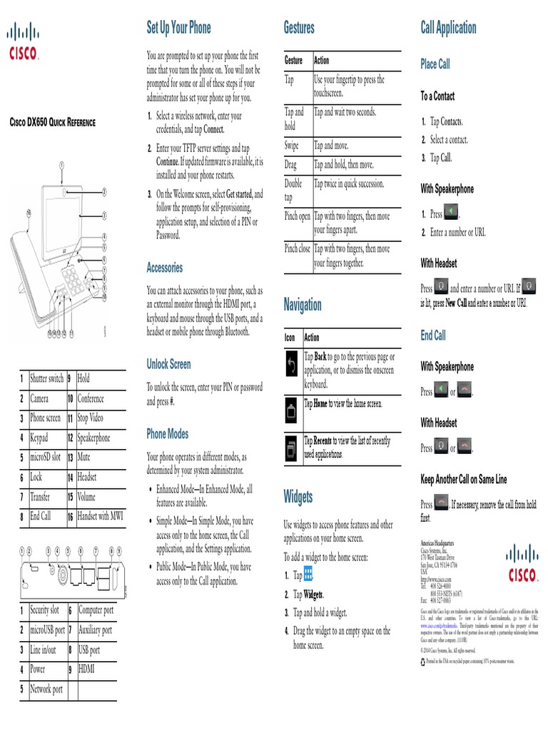 Cisco DX650 Quick Reference | PDF | Email | Voicemail