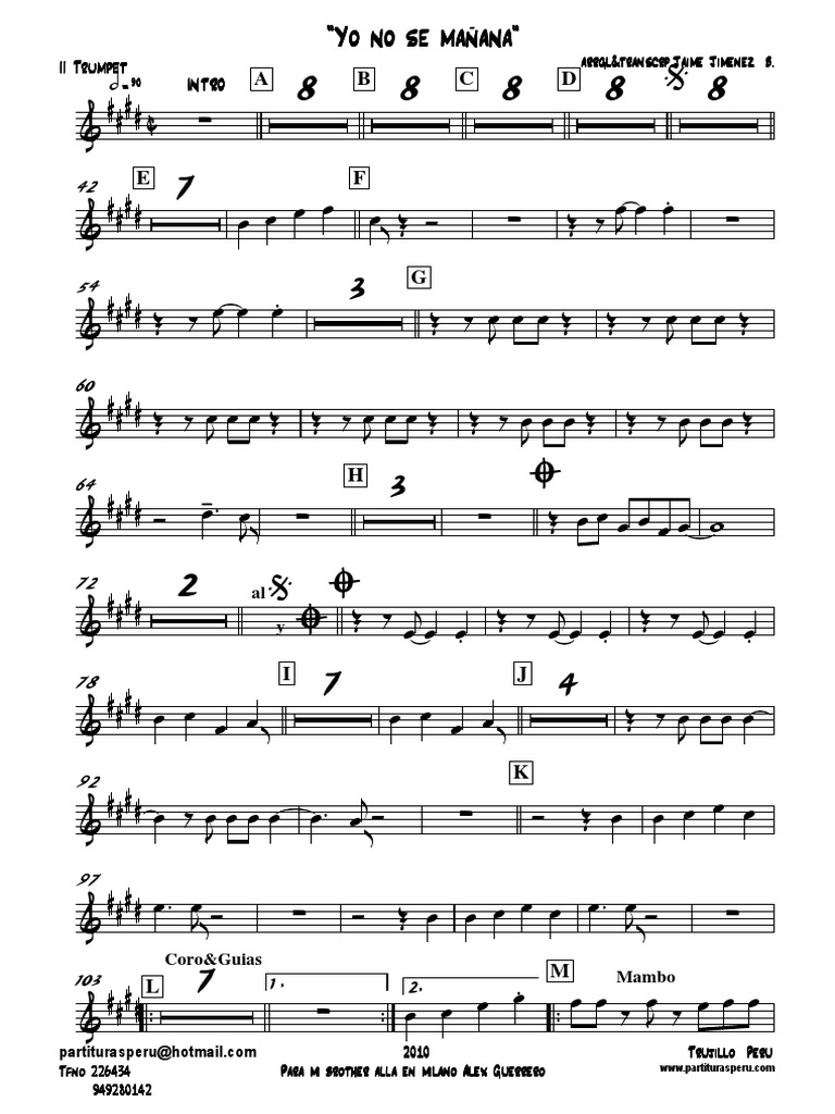 Partitura de "Yo No Sé Mañana" | PDF
