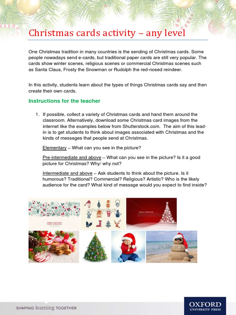 Christmas Cards Activity PDF | PDF | Christmas | Christmas And Holiday ...