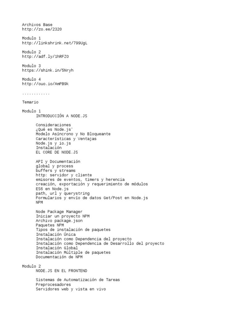Curso Nodejs Desde Cero Pdf Servidor Web Internet Y Web 