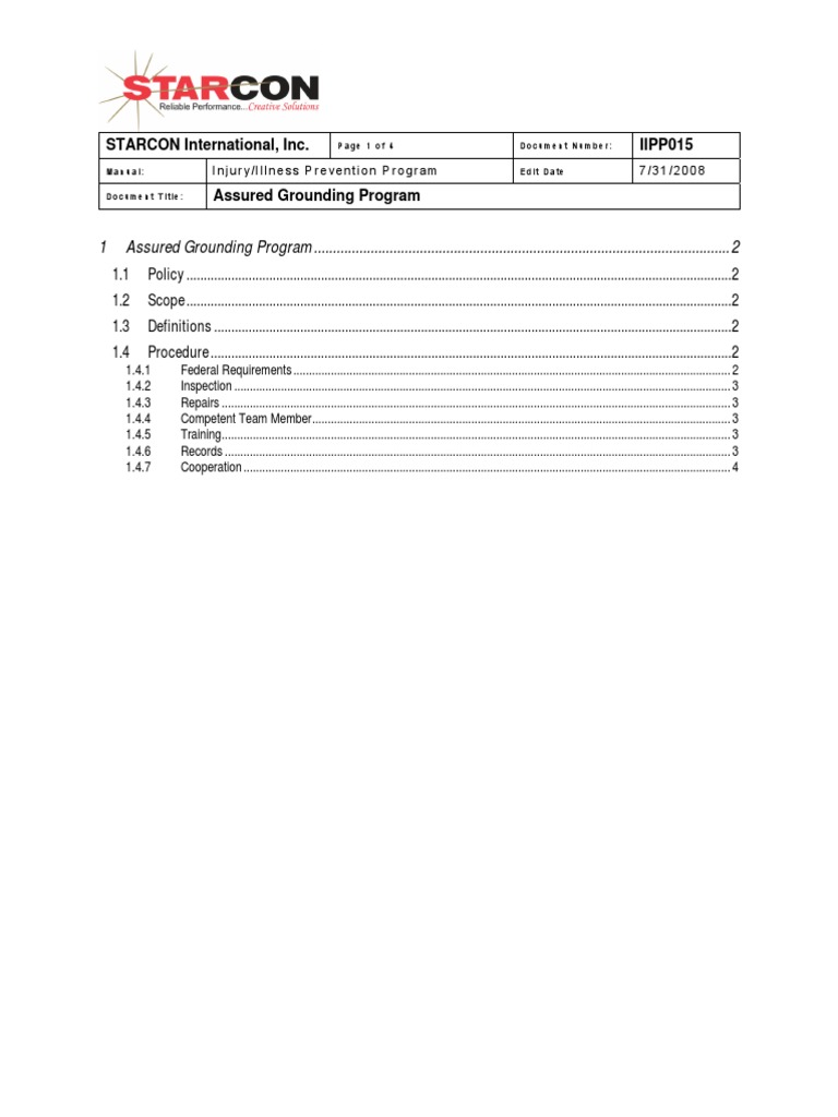 Grounding Program | PDF | Electrical Connector | Wellness