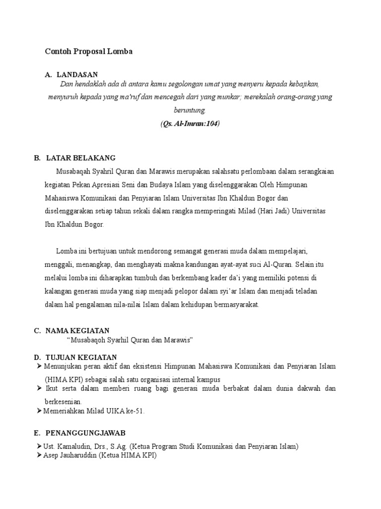 Contoh Proposal Lomba 1 | PDF