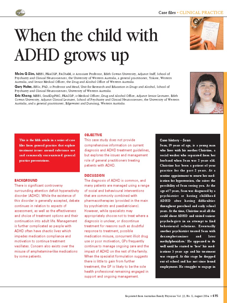 When The Child With ADHD Grows Up: Case Files | PDF | Attention Deficit ...