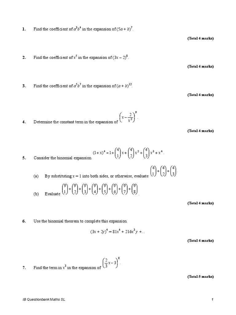 Binomial Theorem Qs | PDF | Teaching Mathematics | Mathematical Analysis
