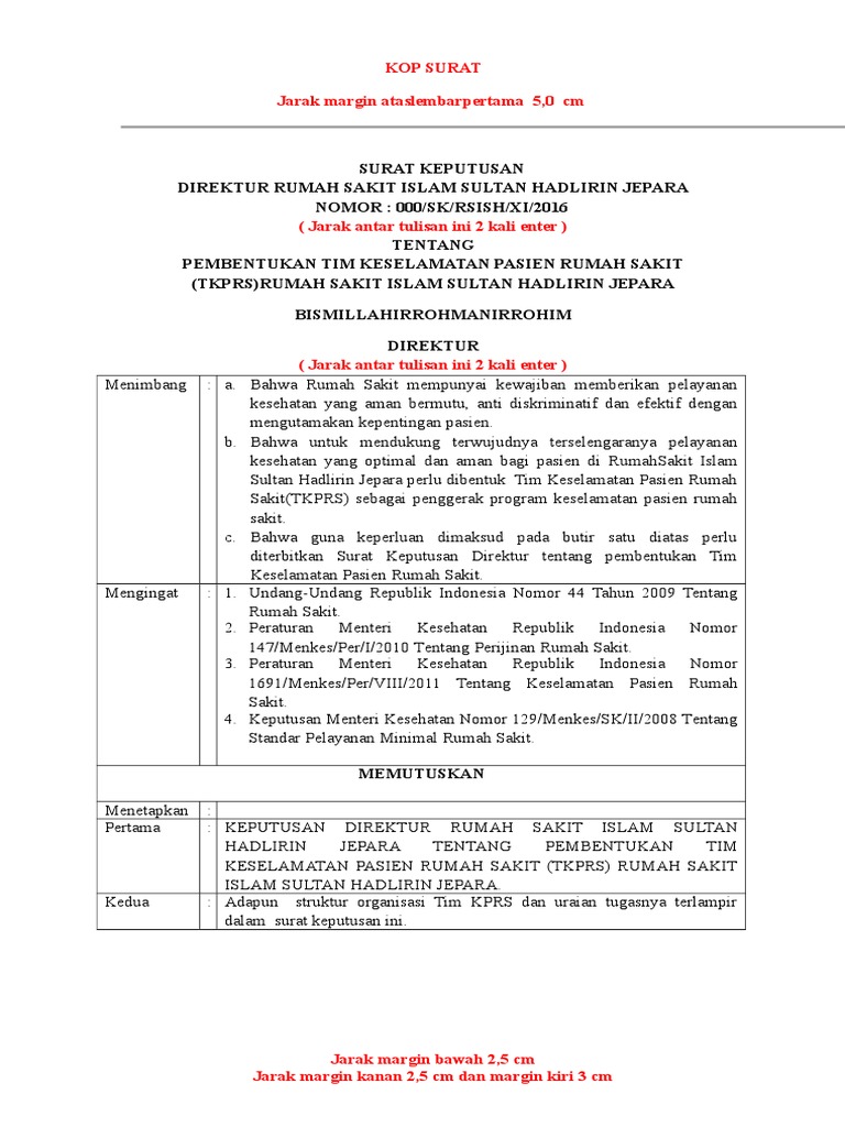 Contoh Penulisan SK | PDF