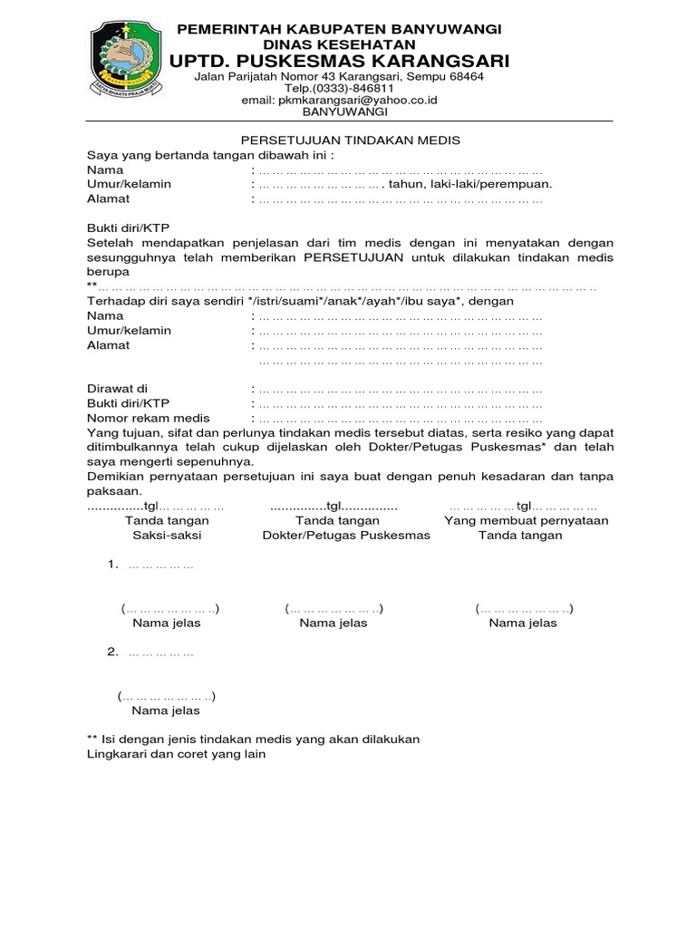 Surat Persetujuan Dan Penolakan Tindakan Medis | PDF