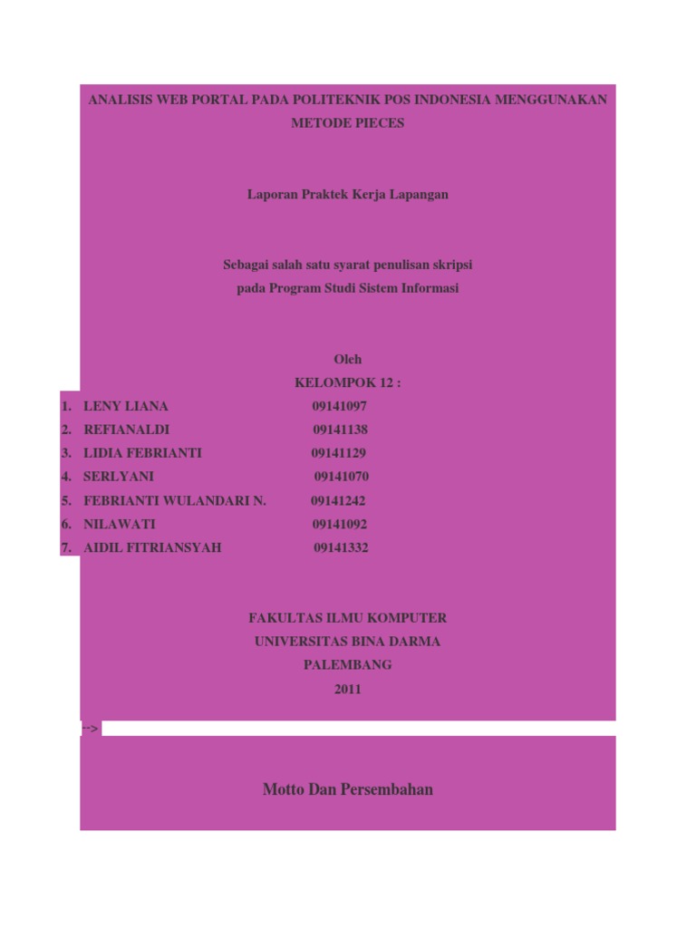Analisis Web Portal Pada Politeknik Pos Indonesia Menggunakan Metode Pieces | PDF | Karier ...