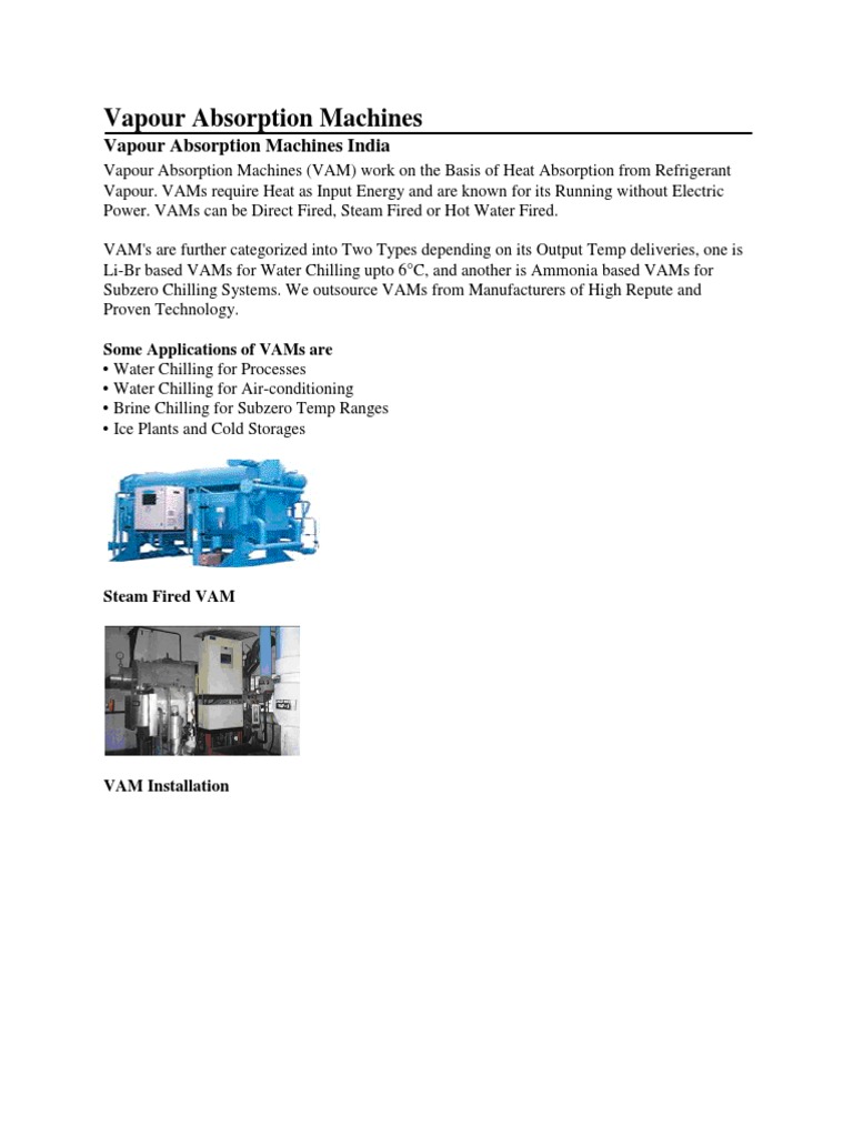 Vapour Absorption Machines | PDF