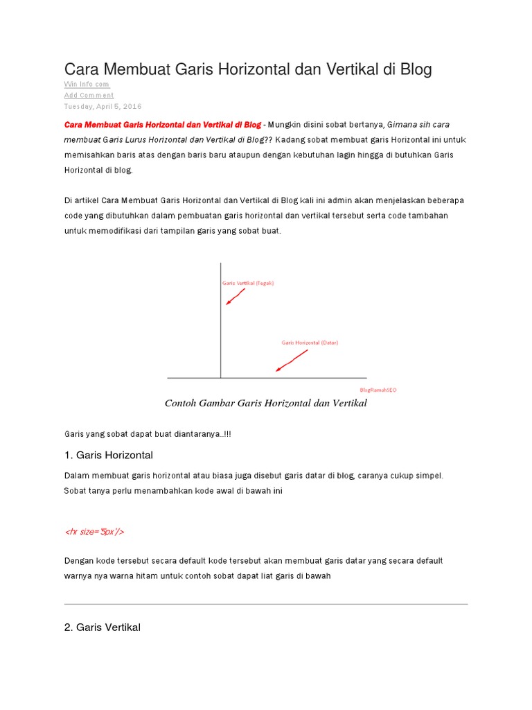 Cara Membuat Garis Horizontal Dan Vertikal Di Blog | PDF | Karier ...
