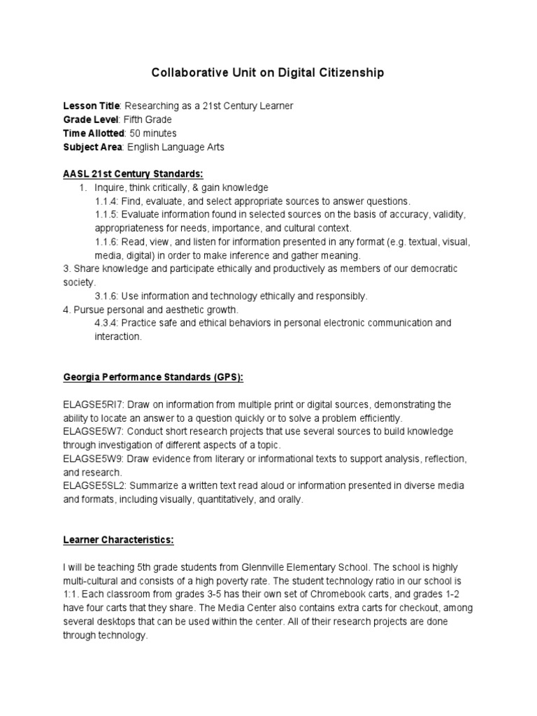 Collaborative Lesson For Instructional Technology Pdf Communication