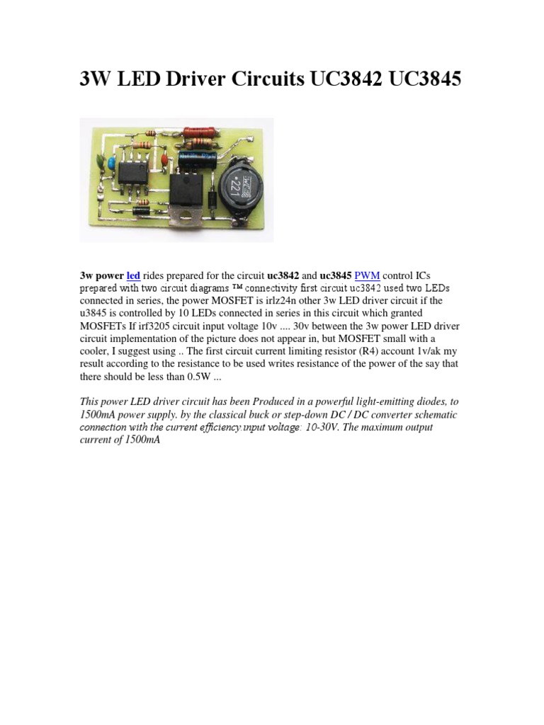 3W LED Driver Circuits UC3842 UC3845 | PDF