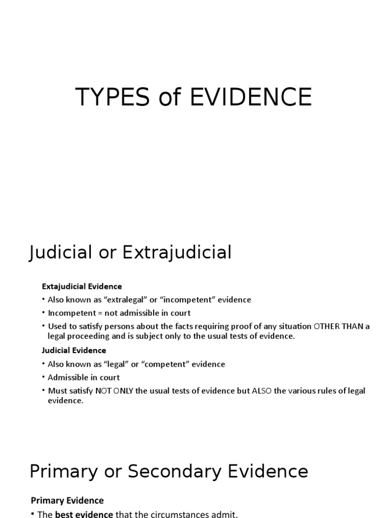 Types of Evidence | PDF | Evidence | Expert Witness