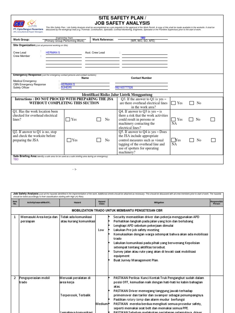 Jsa Mobilization Excavator | PDF