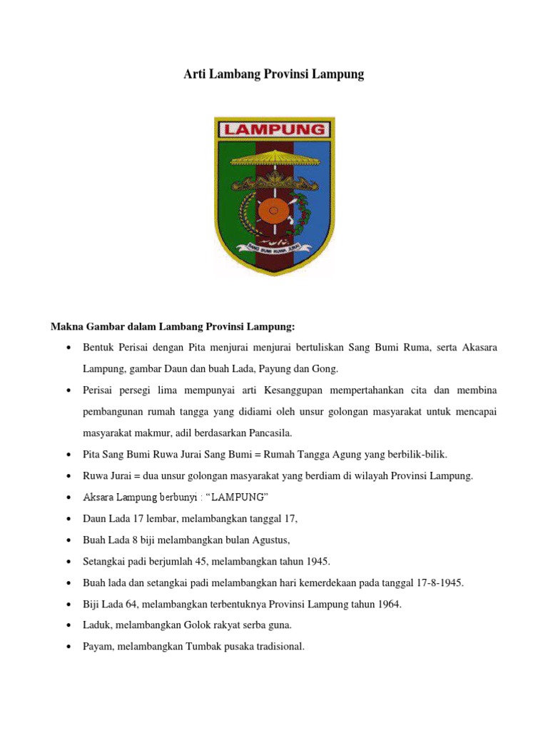Arti Lambang Provinsi Lampung | PDF