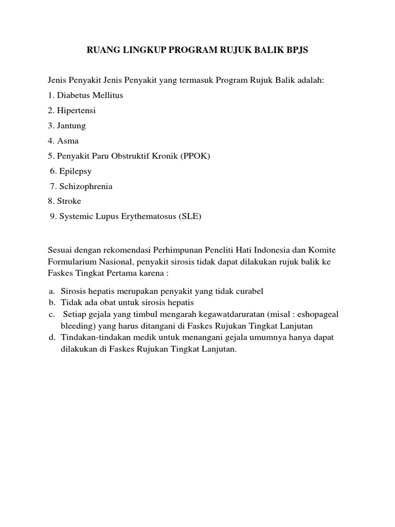 Ruang Lingkup Program Rujuk Balik BPJS | PDF
