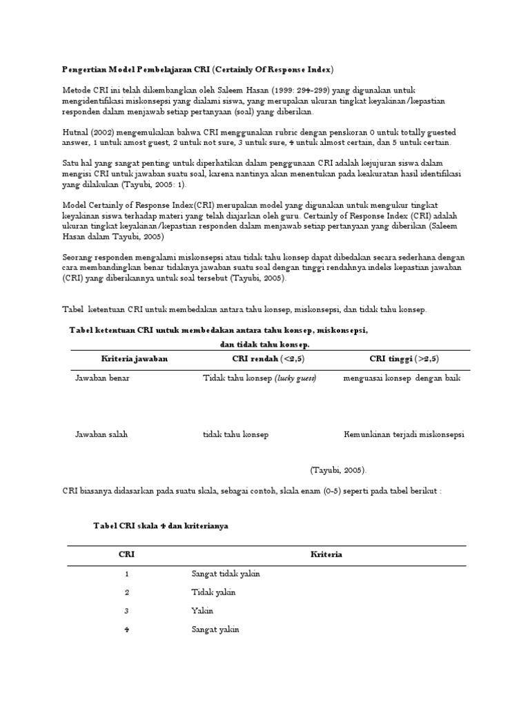 Pengertian Model Pembelajaran CRI | PDF