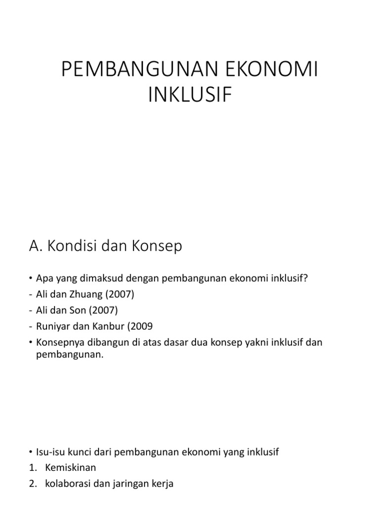 Pembangunan Ekonomi Inklusif | PDF | Karier & Perkembangan ...