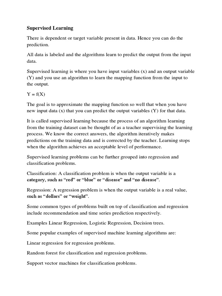Supervised Learning Pdf Statistical Classification Regression