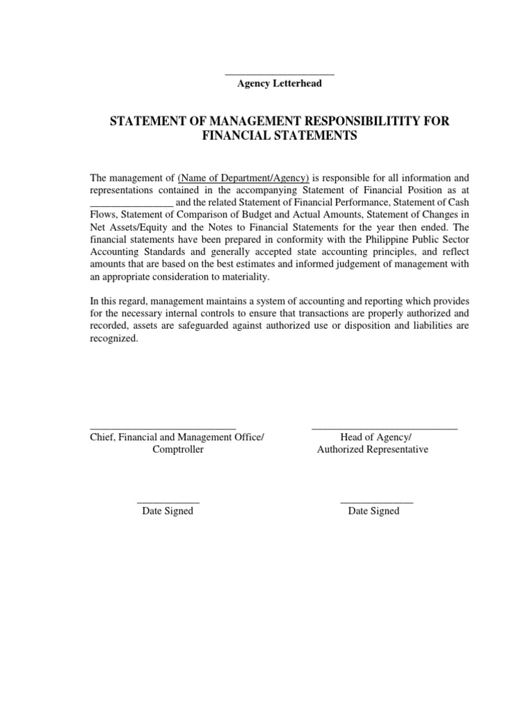 Statement of MAnagement Responsibility | PDF | Business
