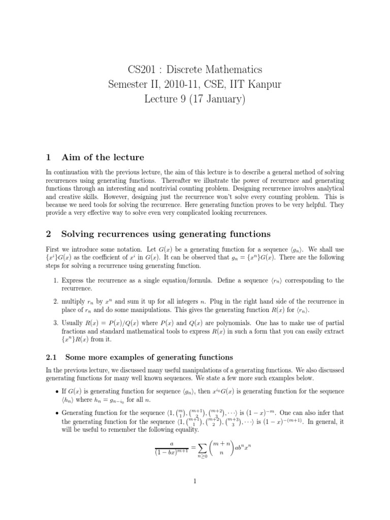 Lecture9 PDF | PDF | Combinatorics | Mathematical Relations