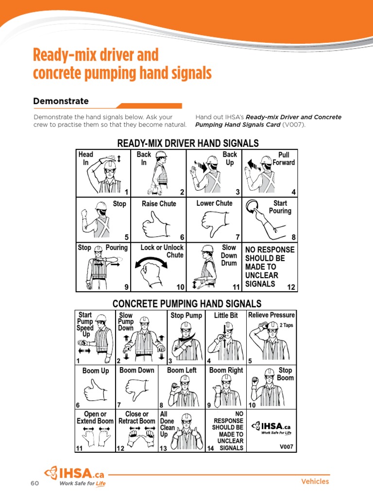 Ready-Mix Driver and Concrete Pumping Hand Signals | PDF ...