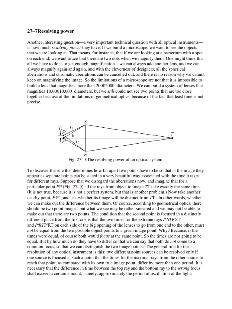 Feynman Resolving Power | PDF | Angular Resolution | Lens (Optics)