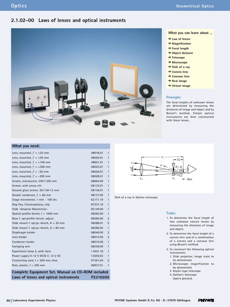 Laws of Lenses and Optical Instruments | PDF | Lens (Optics) | Optics