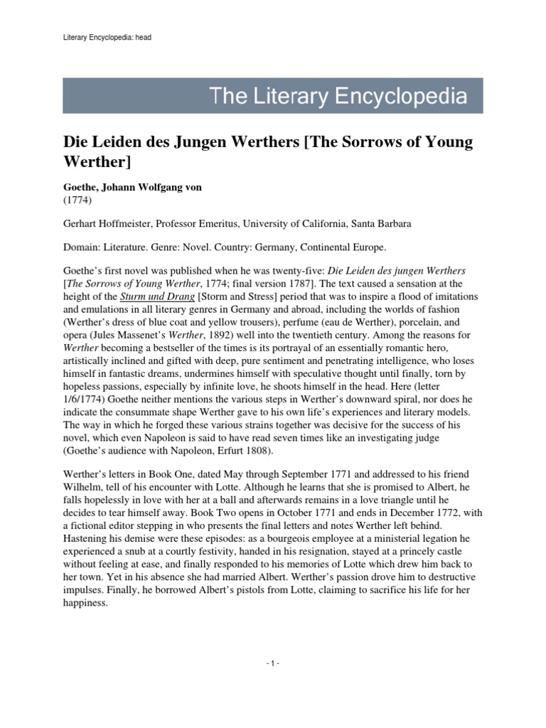 The Sorrows of Young Werther | PDF | The Sorrows Of Young Werther ...