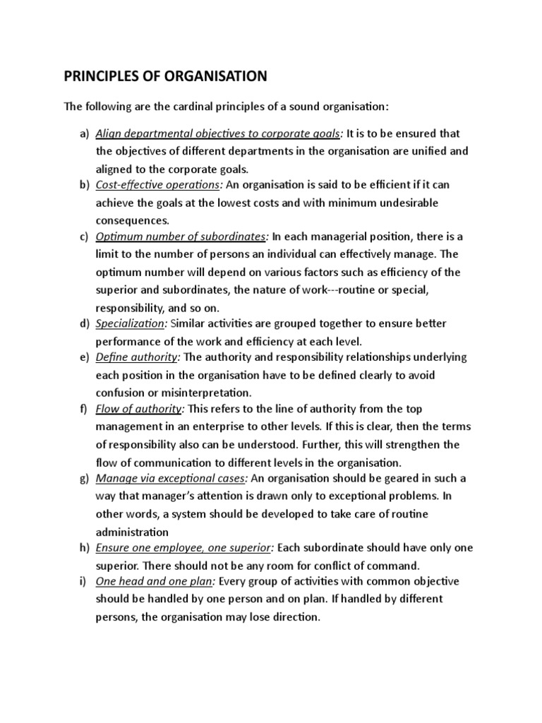 Principles of Organization | PDF | Business | Leadership