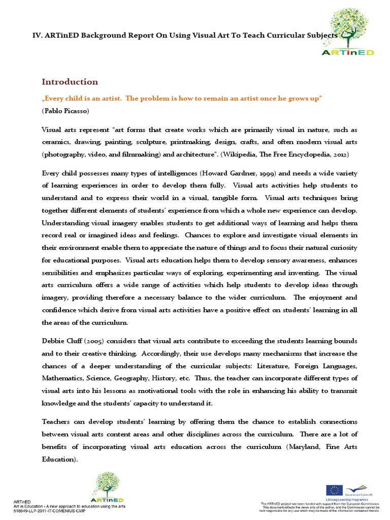 Iv. Artined Background Report On Using Visual Art To Teach Curricular ...