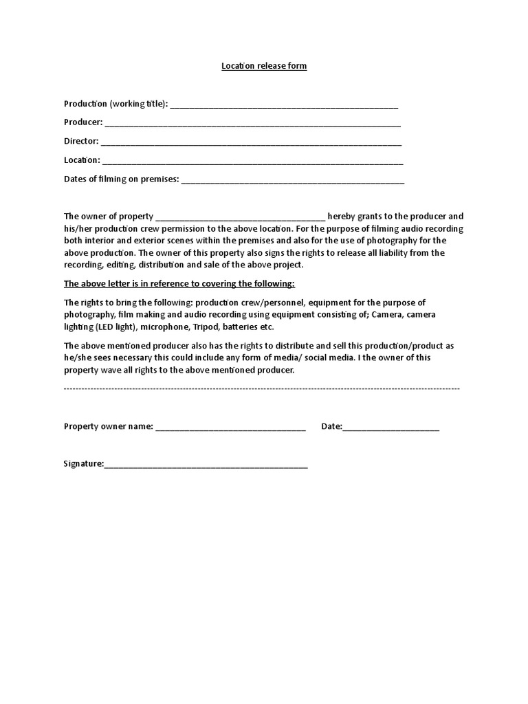 Location Release Form | PDF