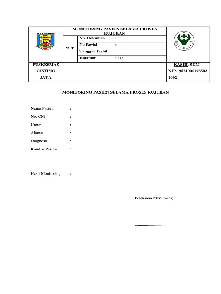 Bukti Pelaksanaan Monitoring Pasien Selama Proses Rujukan | PDF