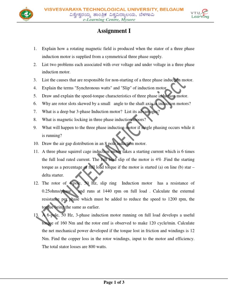 Assignment Induction Motors | PDF | Physical Quantities | Electrical Components